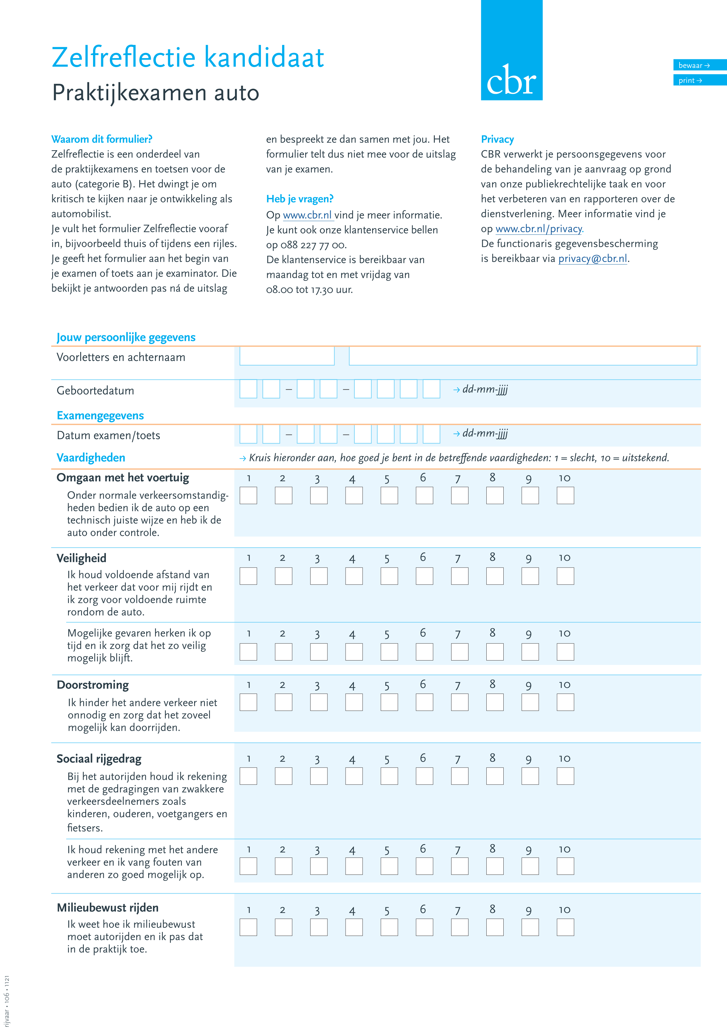 Zelfreflexie formulier - Mijnrijcoach